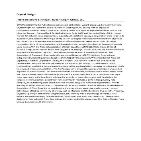 Crystal Wright - Biography | PDF