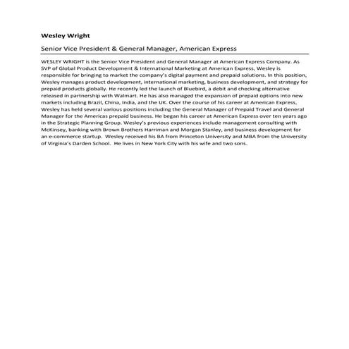 Wesley Wright - Biography | PDF