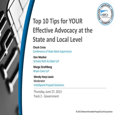 Top 10 Tips for YOUR Effective Advocacy at the State and Local Level | PPT