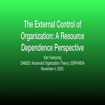 The External Control of Organization: A Resource Dependence Perspective ...