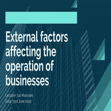 External factors affecting the operation of businesses | PDF