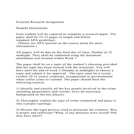 External Research Assignment Student InstructionsEach st | PDF