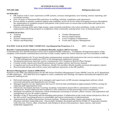 External resume 2013 | PDF