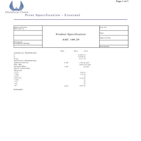 External specification#ahc100.29 ot | PPTX