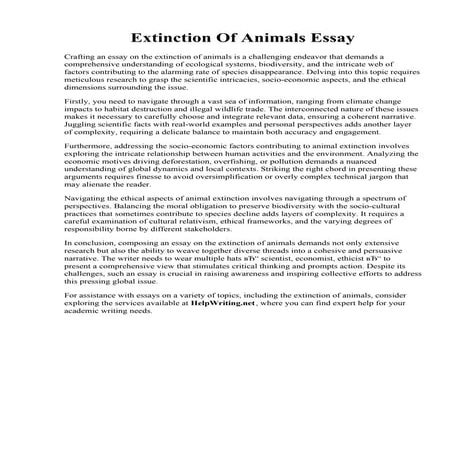 Extinction Of Animals Essay. Extinct Animals List 2020 | PDF ...