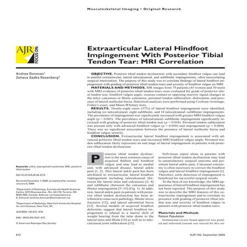 Extraarticular later hindfoot impingement with ptt tear mri correlation ...