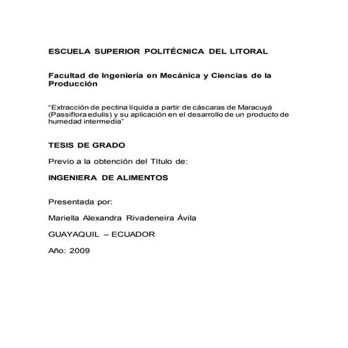 Extraccion de pectina liquida a partir de la cascara de maracuya ...