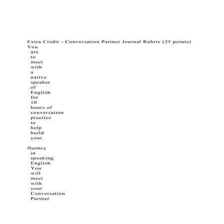 Extra Credit - Conversation Partner Journal Rubric (25 points).docx