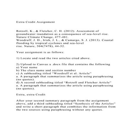 Extra Credit AssignmentRotzoll, K., & Fletcher, C. H. (201.docx