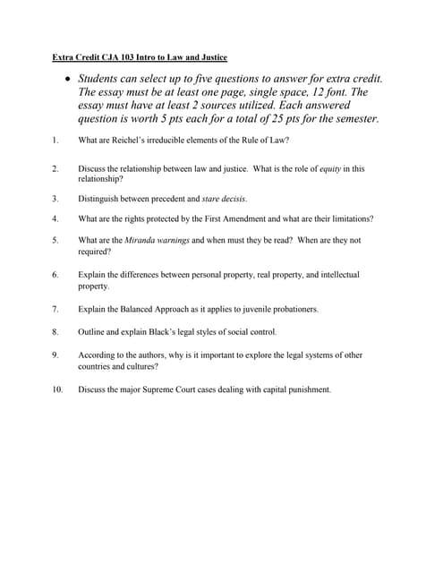 Extra credit cja 101 intro to criminal justice | PDF