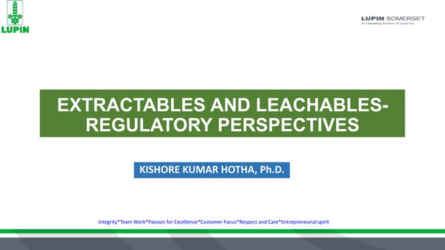 Extractable and leachables | PDF
