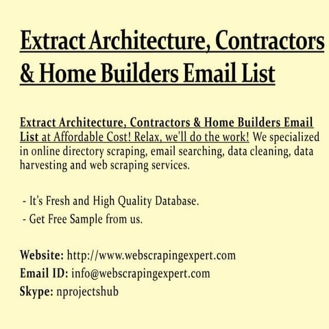 Extract Architecture, Contractors & Home Builders Email List | PPT