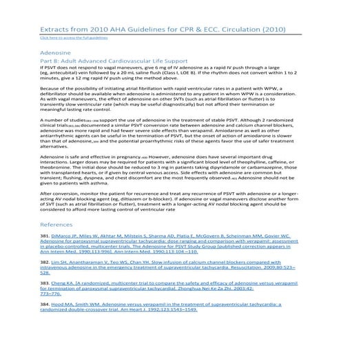 Extract from 2010 ECC Guidelines: Adenosine | PDF
