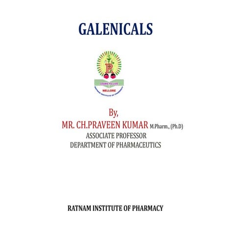 GALENICALS / EXTRACTION PROCEDURES | PPSX