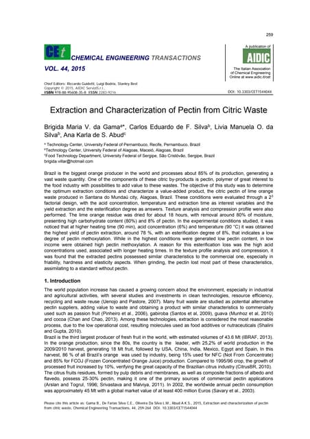 Extraction Of Pectin From Manera Indica Linn Indian Mango Fruit