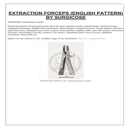 EXTRACTION FORCEPS (ENGLISH PATTERN) BY SURGICOSE | PDF