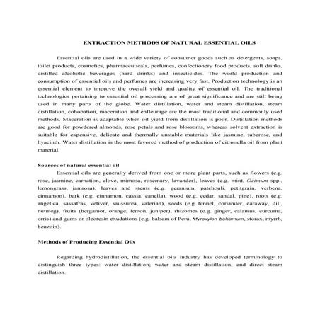 Clove Oil Steam Distillation | PDF
