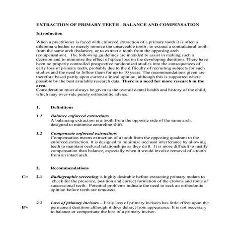 Extraction of primary teeth balance and compensation | PDF