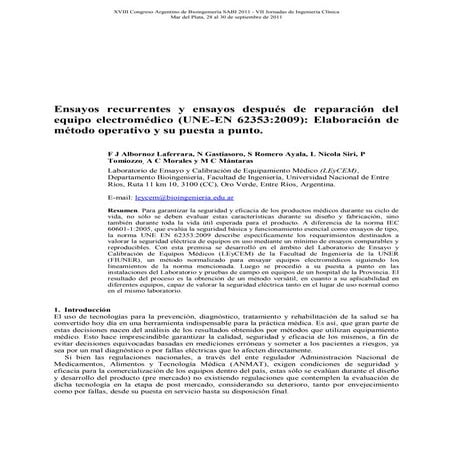 extracto IEC 62353.pdf ensayos Equipos medicos | PDF