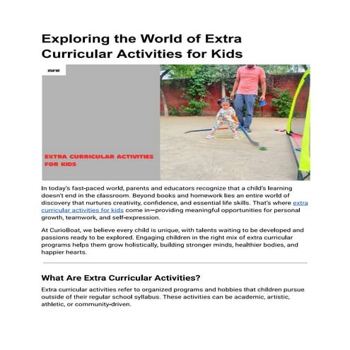after school activities for kids - Curioboat | PDF