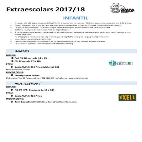 Extraescolars primària | PDF