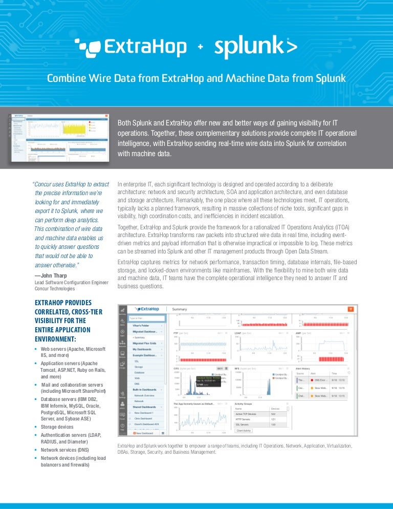 ExtraHop Splunk datasheet