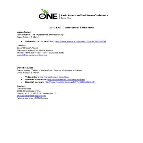 Extra links from presentations | PDF