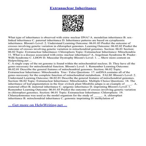 Extranuclear Inheritance | PDF