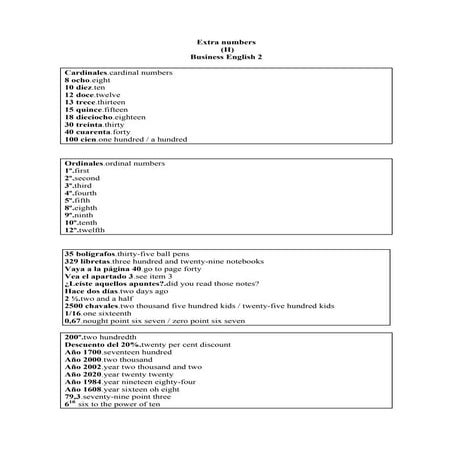 Extra numbers II (Business English 2) E. Fouz | PDF
