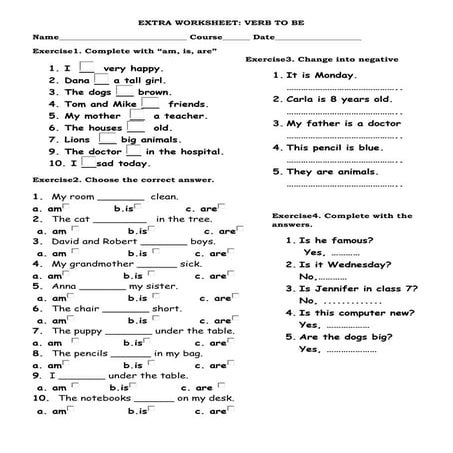 Extra worksheet verb to be | PDF