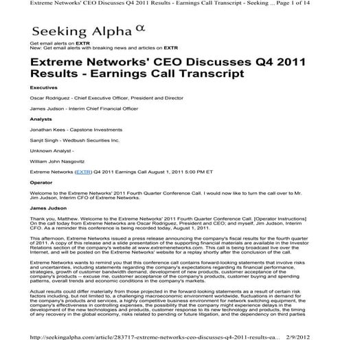 Extreme networks cct | PDF | Sales | Business