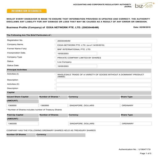 Exxa network Corporate Papers - Referral code - 167-85 380 | PDF