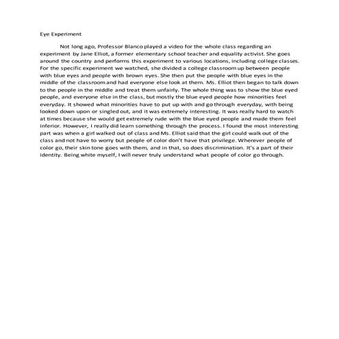 Blue Eye Brown Eye Experiment | DOCX