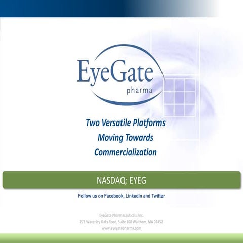 EyeGate Pharma CEO Investor Presentation to BioCEO 2018 | PPTX