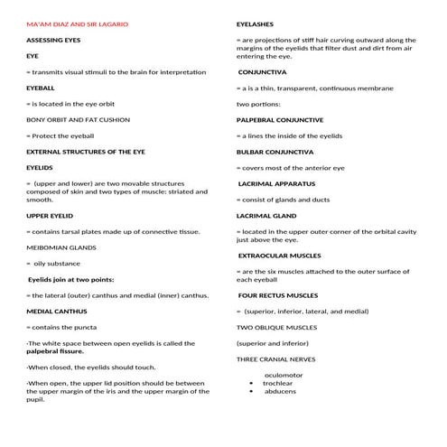 eyes and ears handouts for health assessment | DOCX