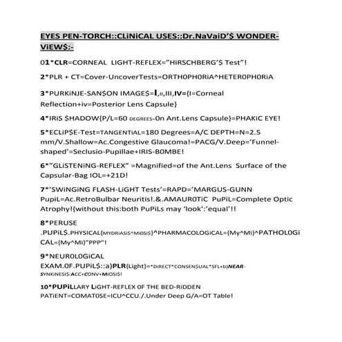 Eyes=PEN-LiGHT EXAM.By.Dr.NaVaiD.NQ. | DOCX