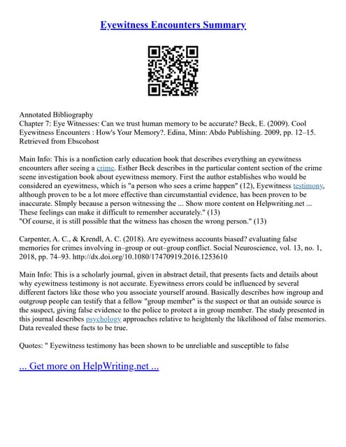 Eye witness testimony (theory)8.1 | PPTX