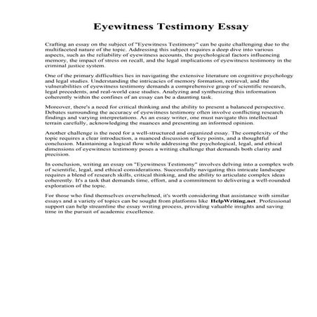 Eyewitness Testimony Essay. Navajo Technical University | PDF