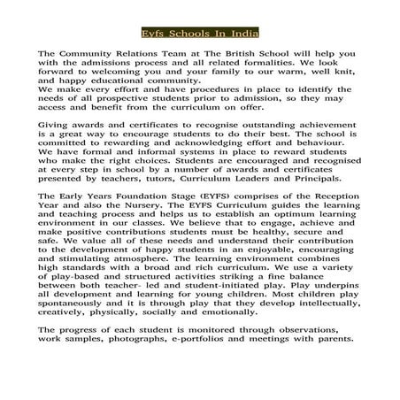 Eyfs schools in india | PDF