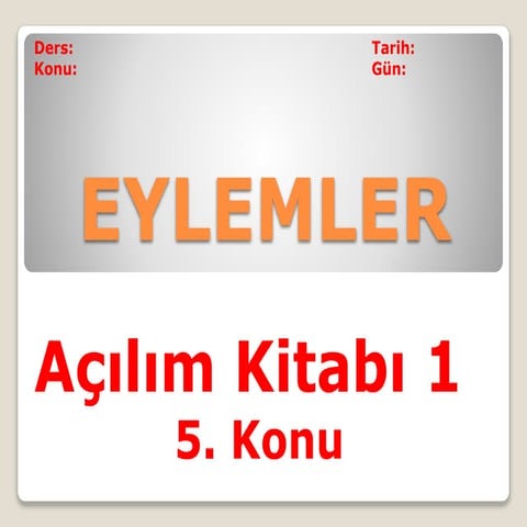 Eylemler-Açılım 1 Kitabı | PPT