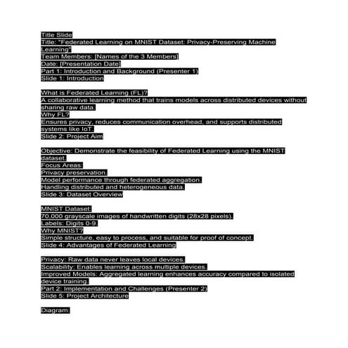 Federated Learning on MNIST Dataset: Privacy-Preserving Machine | DOCX