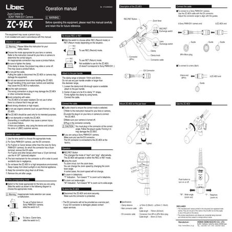 Libec ZC-9 EX Zoom remote voor de Sony PMW EX-1 | PDF
