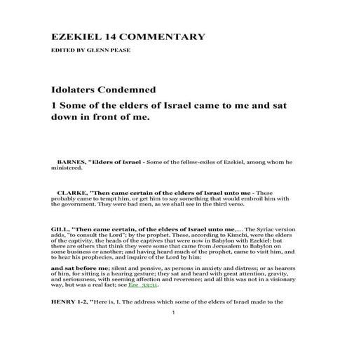 Ezekiel 14 commentary | PDF