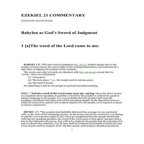 Ezekiel 21 commentary | PDF
