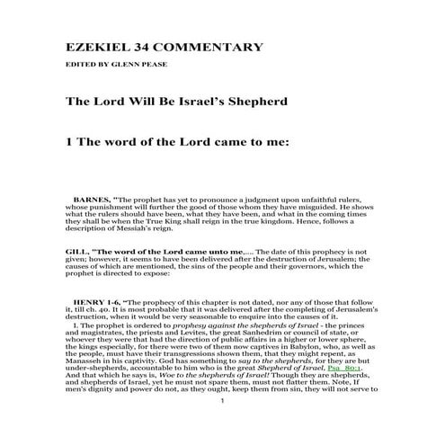 Ezekiel 34 commentary | PDF