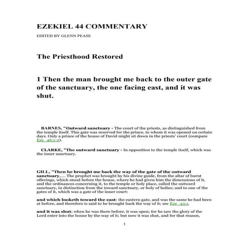 Ezekiel 44 commentary | PDF
