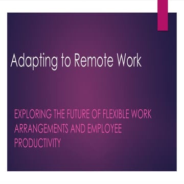 Adapting to Remote Work In the organization | PPTX