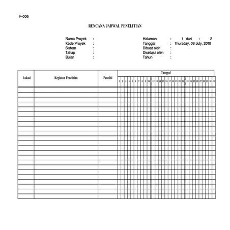 F 006 rencana jadwal proyek | DOC