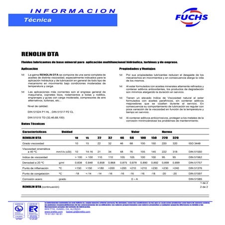 Ficha Tecnica Renolin Dta Pdf