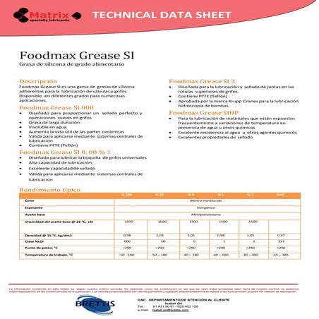 FICHA TECNICA FOODMAX GREASE SI | PDF